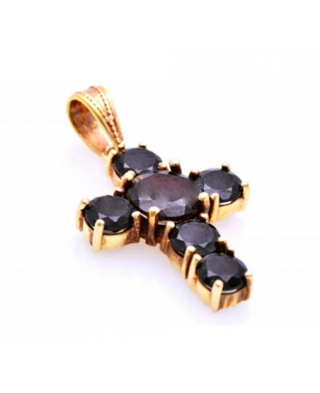 Medalioane din aur galben dama CRUCE MARE cu pietre zirconiu din Acasa