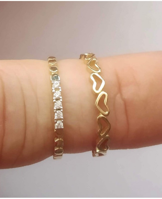 Inel de aur 14K verigheta inimioare dama masura 14 din Acasa